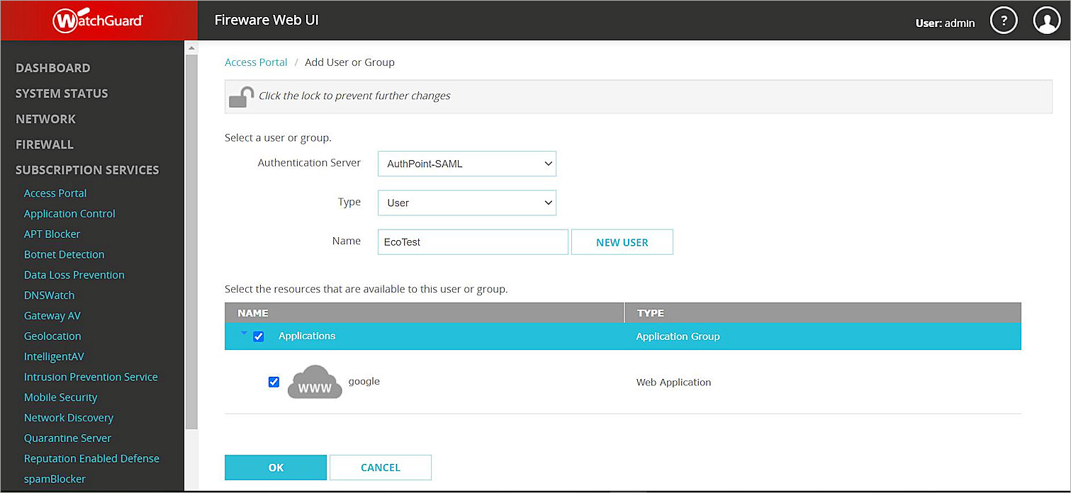 Firebox Access Portal Integration with AuthPoint
